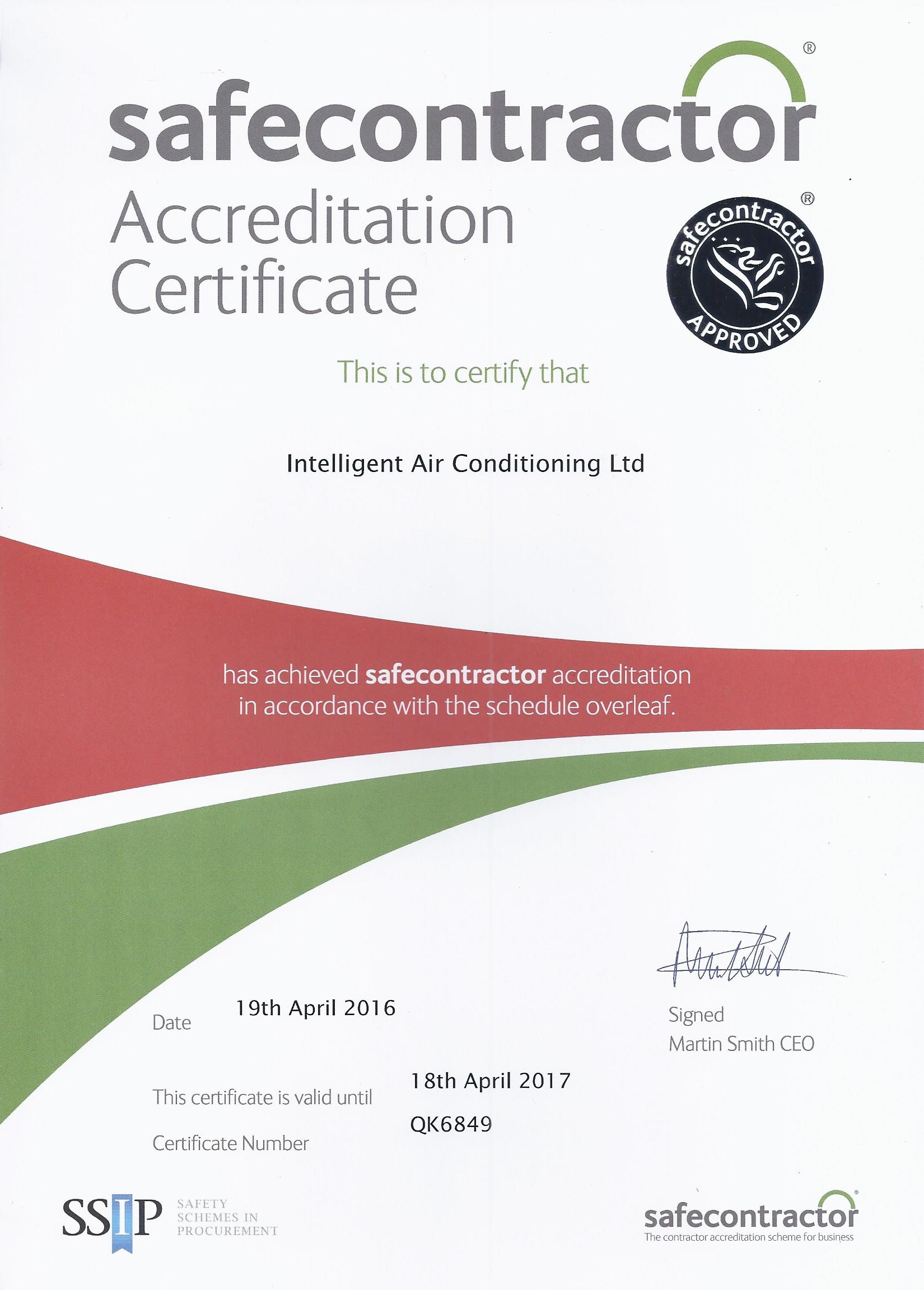 SafeContractor Accreditation - Intelligent AC